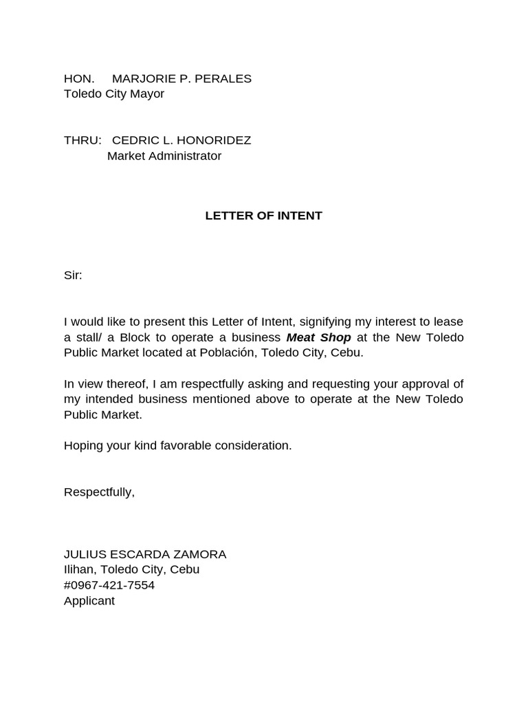 Letter of Intent | PDF