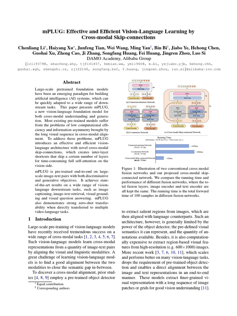 mPLUG: Effective and Efficient Vision-Language Learning by Cross-Modal Skip-Connections | PDF