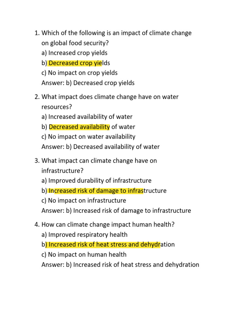 MCQ 3 Climate Change | PDF
