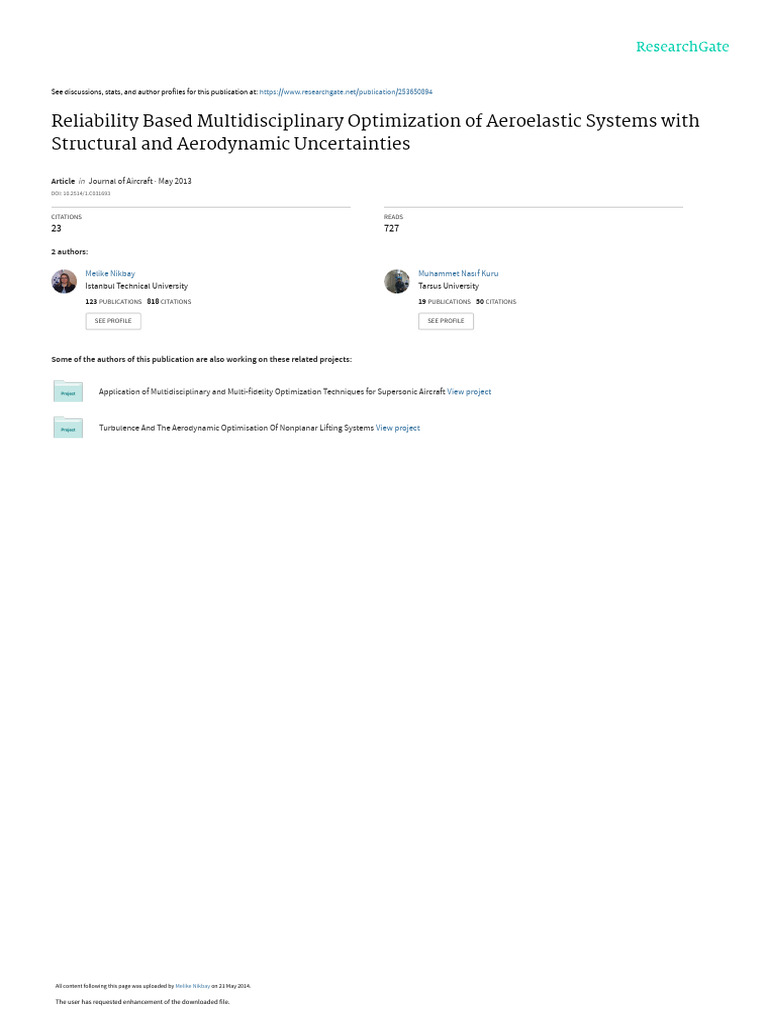 Reliability Based Multidisciplinary Optimization of Aeroelastic Systems With Structural and ...