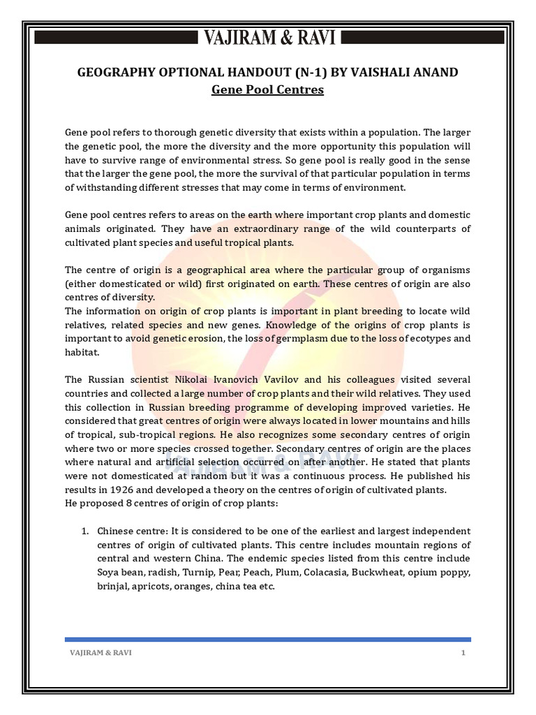 Gene Pool Centres | PDF