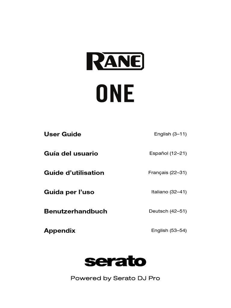 Rane One Manual | PDF | Equalization (Audio) | Sound Production Technology
