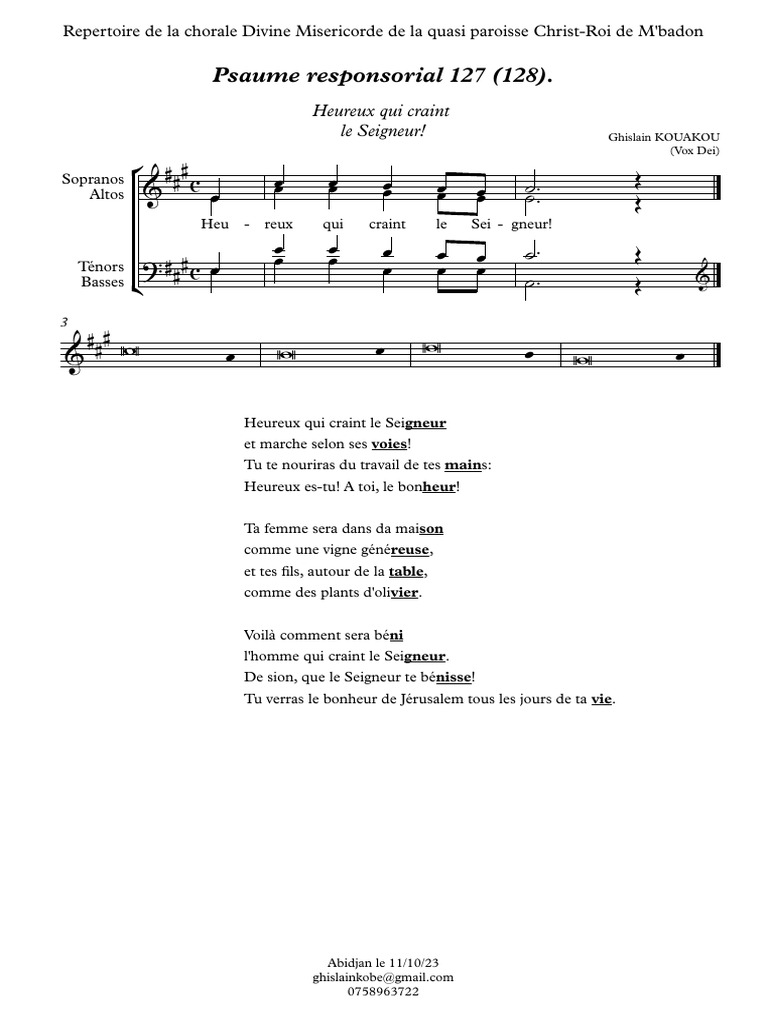 Heureux Qui Craint - Partition Complète | PDF