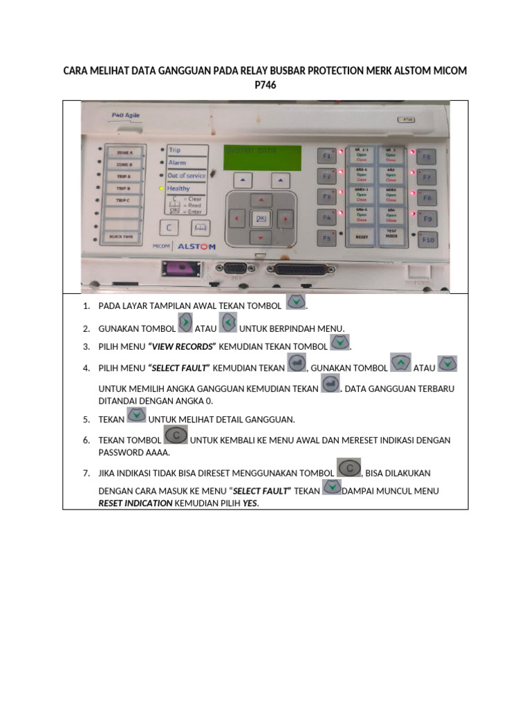 Sop Relay Buspro Merk Alstom Micom P746 | PDF