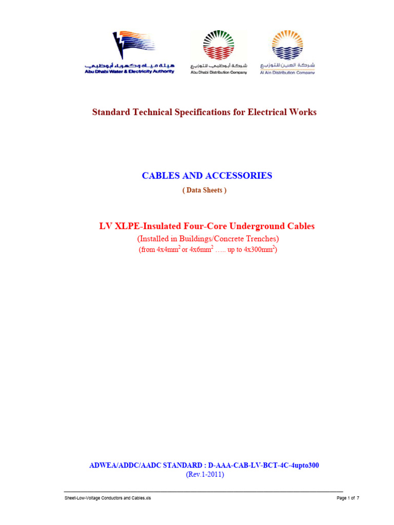 26 05 19 - Data Sheet-Low-Voltage Conductors and Cables | PDF | Electrical Conductor ...