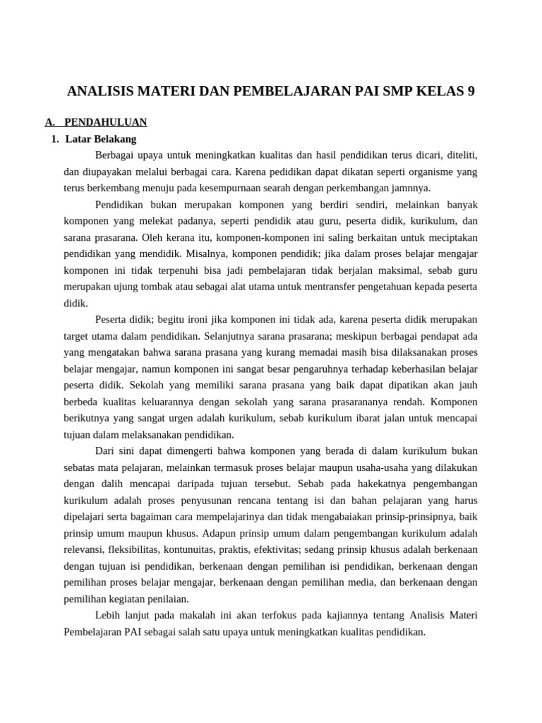 ANALISIS Materi Pai | PDF
