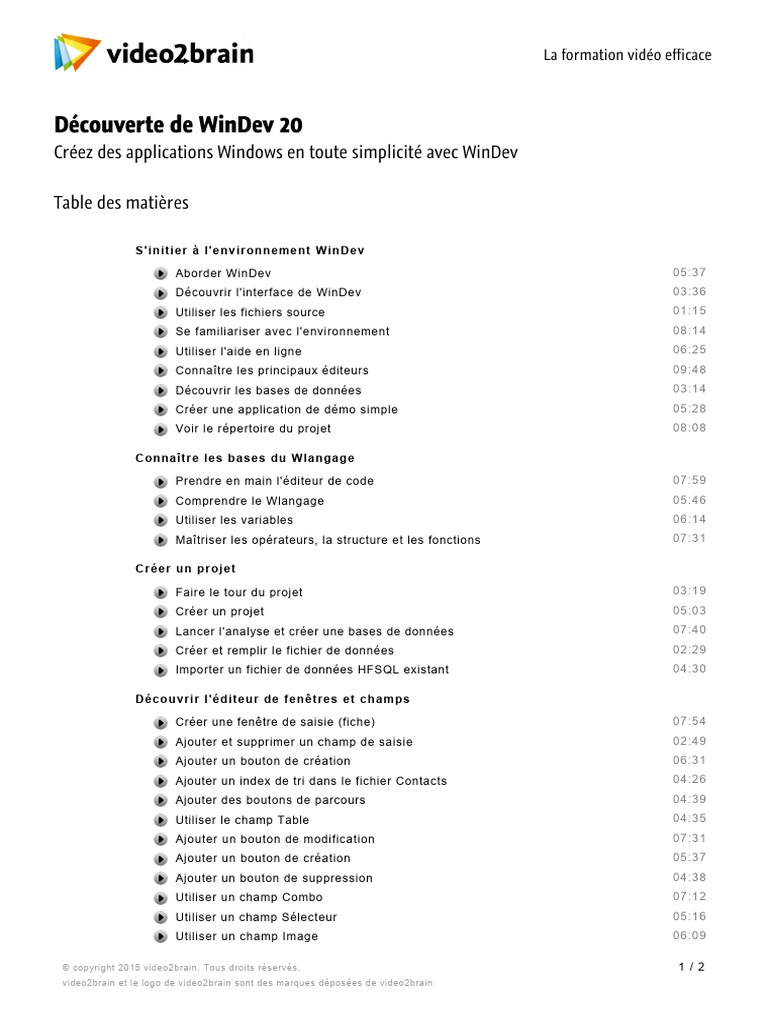 Decouverte de Windev 20 Toc | PDF