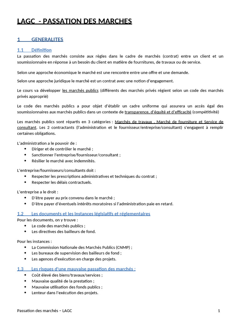 Cours Passation Marche | PDF