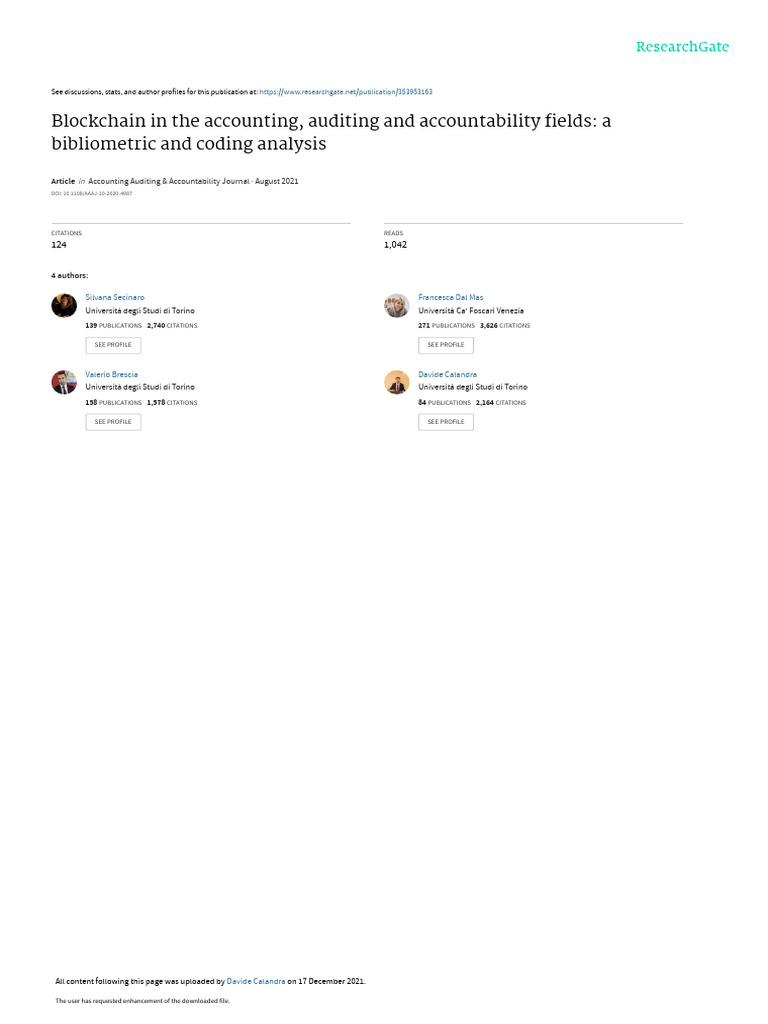 Blockchain in The Accounting, Auditing and Accountability Fields: A Bibliometric and Coding ...