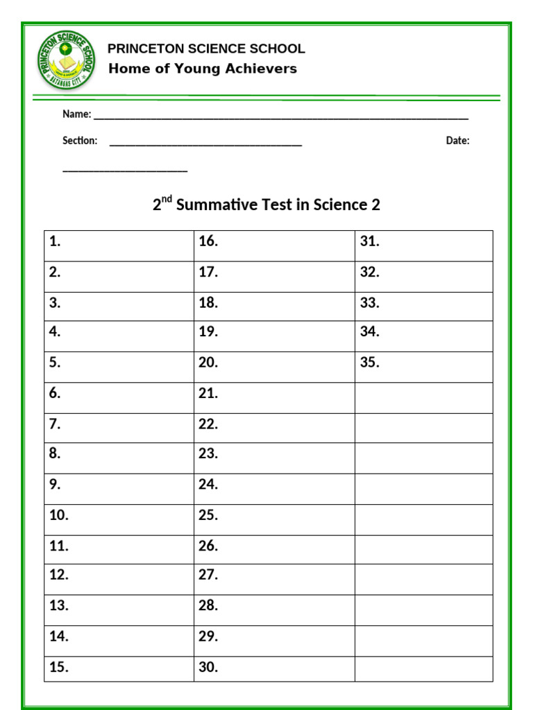 Answer Sheet in Science 2 | PDF