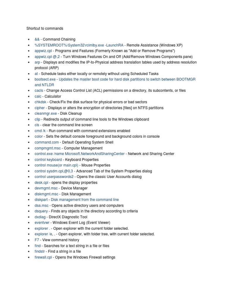 A Comprehensive List of Windows Command Line Shortcuts and Their ...