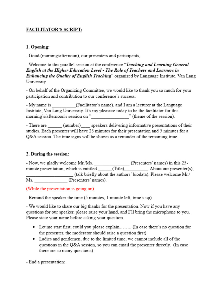 Facilitator' Script | PDF