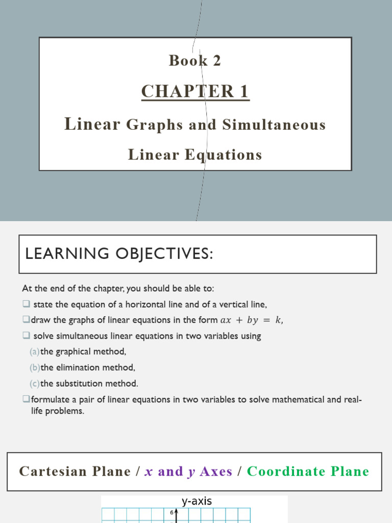 Book 2 CHAPTER 1 Linear Graphs and Simultaneous Linear Equations ...