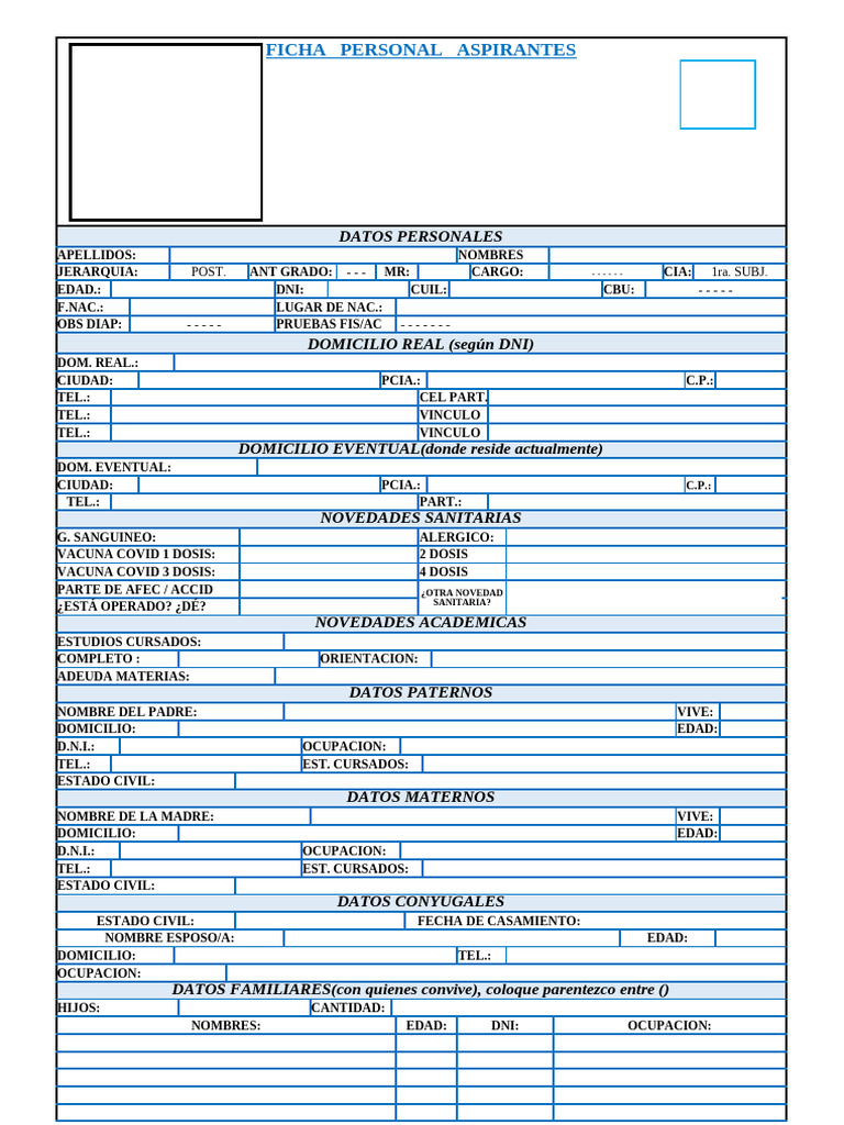 Modelo Ficha Personal | PDF