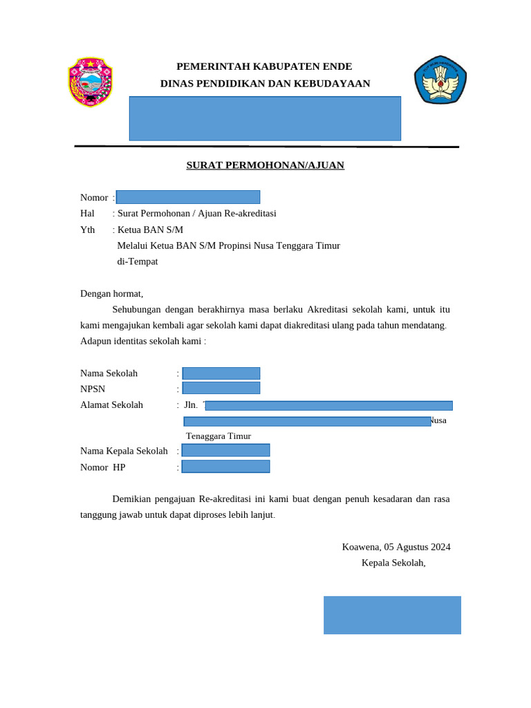 Surat Ajuan Akreditasi | PDF