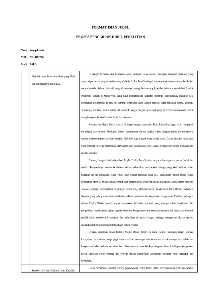 Proposal Yusup | PDF