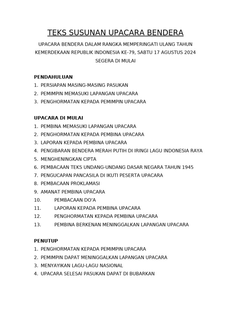 Teks Susunan Upacara Bendera | PDF