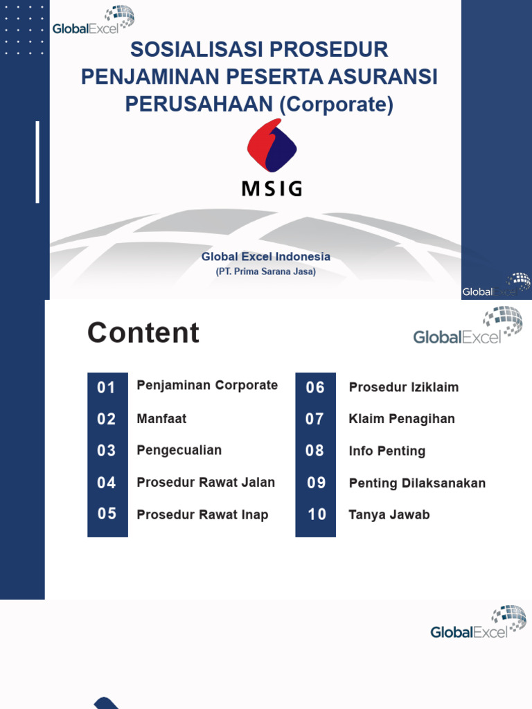Sosialisasi MSIG Life Corporate Update Agustus 2024 | PDF