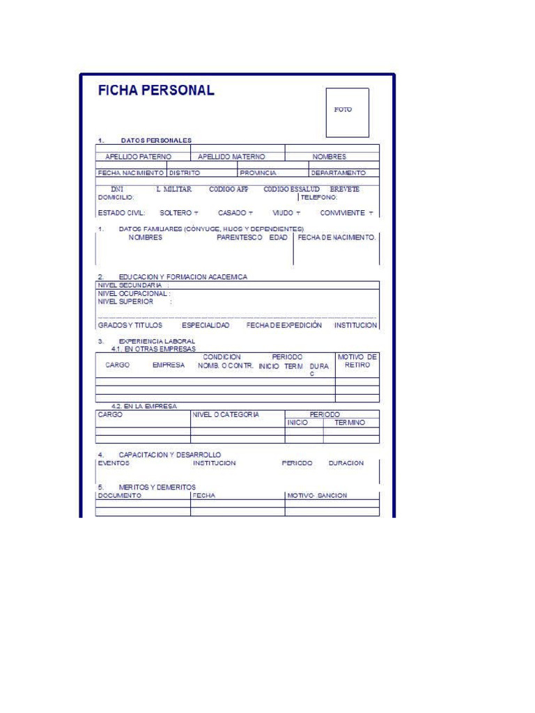 Ficha de Identificacion Del Empleado | PDF