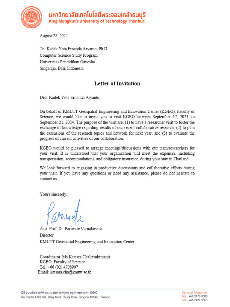 5 - Kadek Yota Ernanda Aryanto - Invitation Letter KGEO | PDF