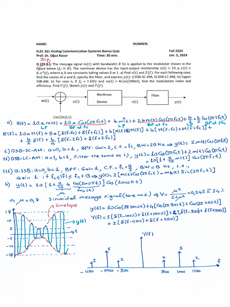 ELM361-Quiz Sol-Fall2023 | PDF