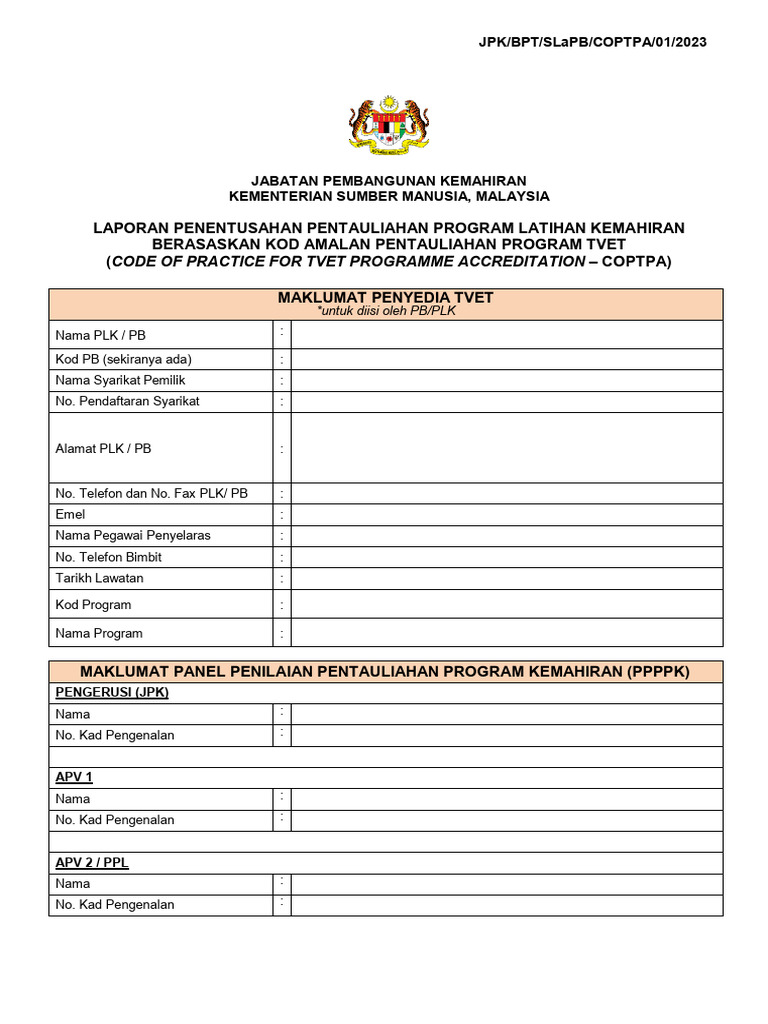 Laporan PPPPK - COPTPA | PDF