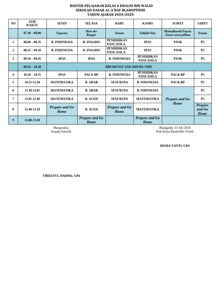 Roster Kelas Pdf