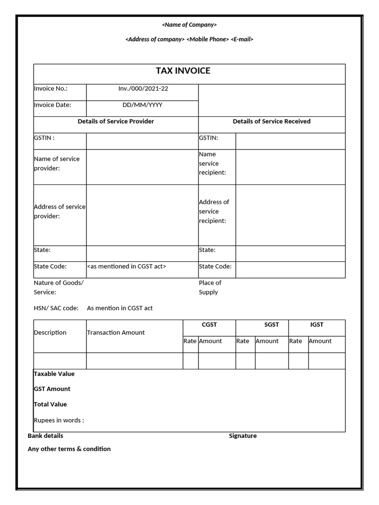 CaptainBiz GST Bill Format in Word | PDF
