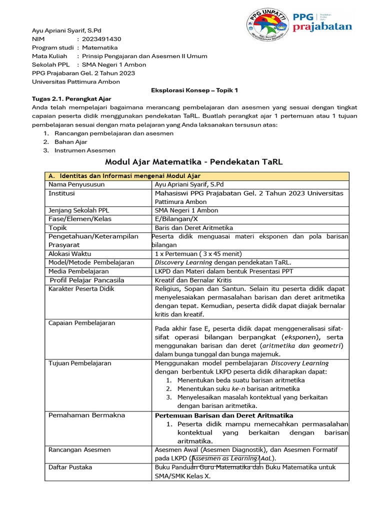 Modul Ajar TaRL | PDF