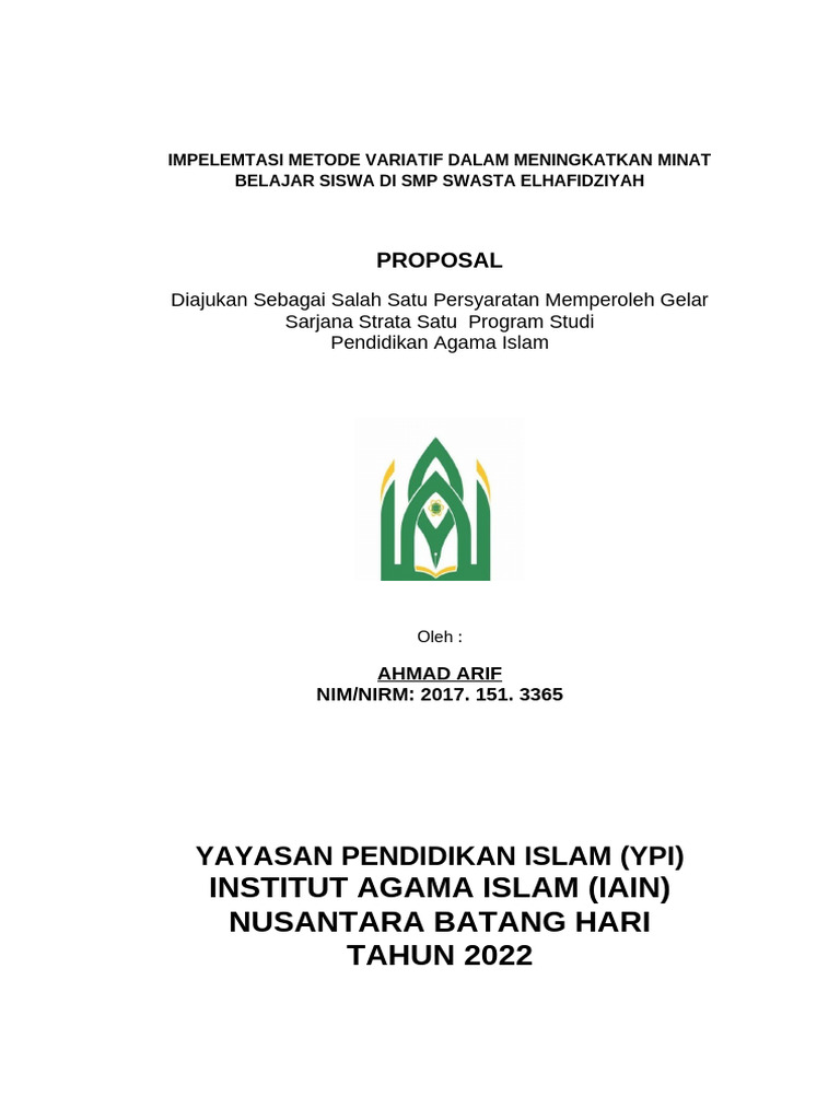 Proposal-Ahmad Arif | PDF