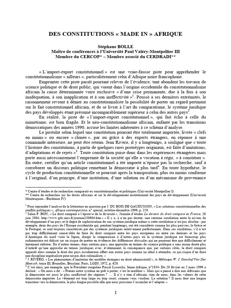 Des Constitutions Made in Afrique | PDF