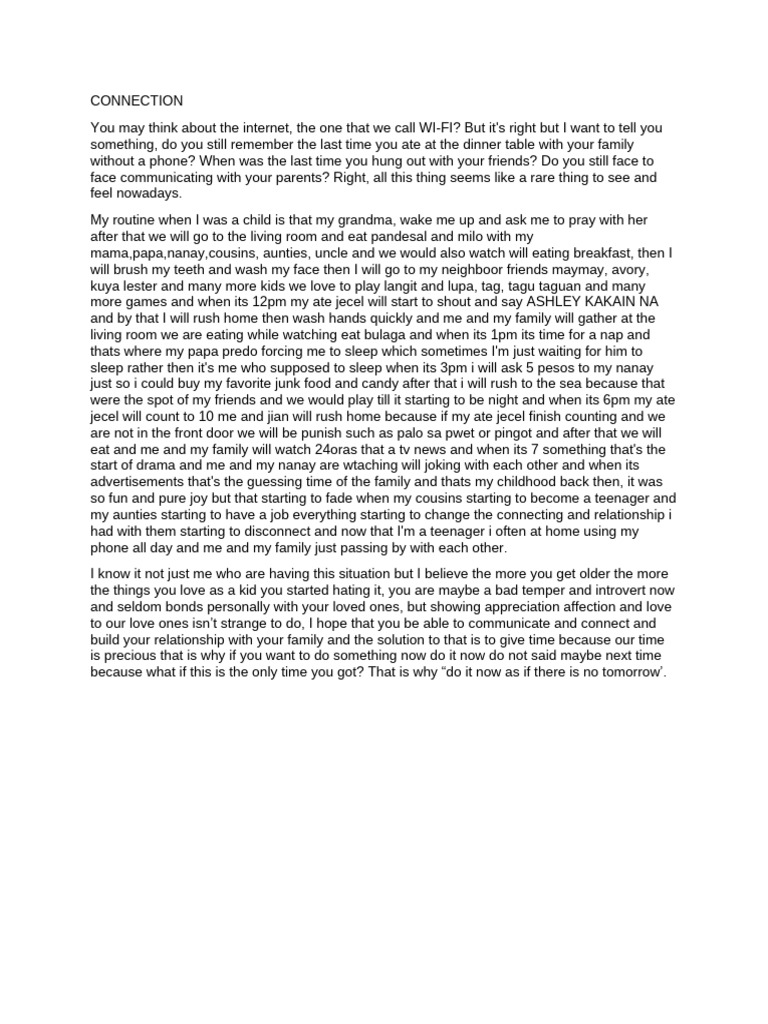 Essay About Connection | PDF