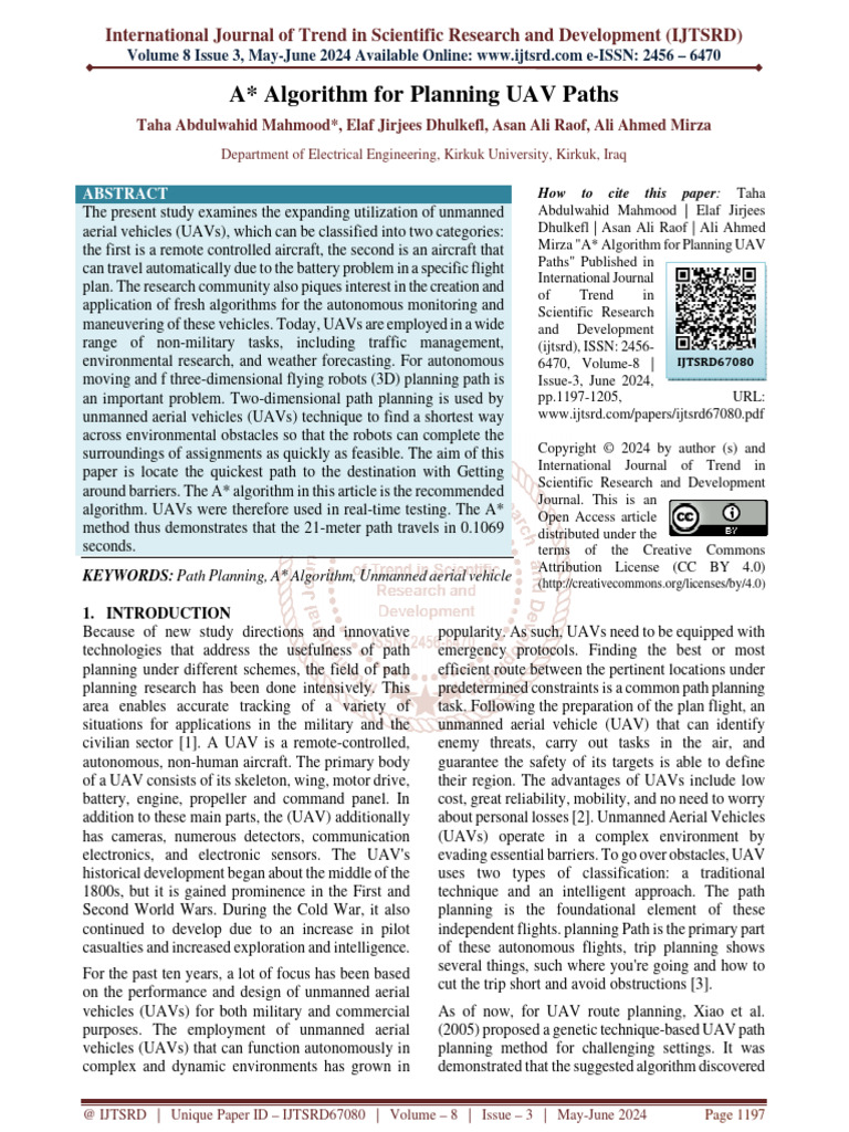 A Algorithm For Planning UAV Paths | PDF | Unmanned Aerial Vehicle ...