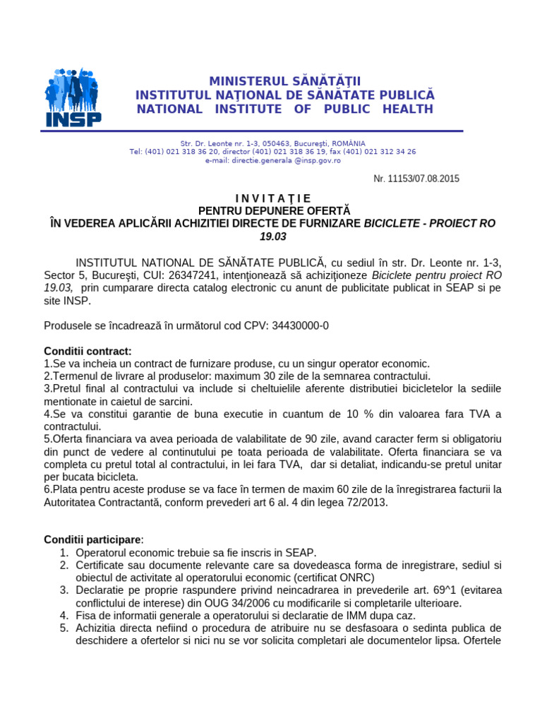 Invitatie Biciclete Proiect RO 19.03 | PDF