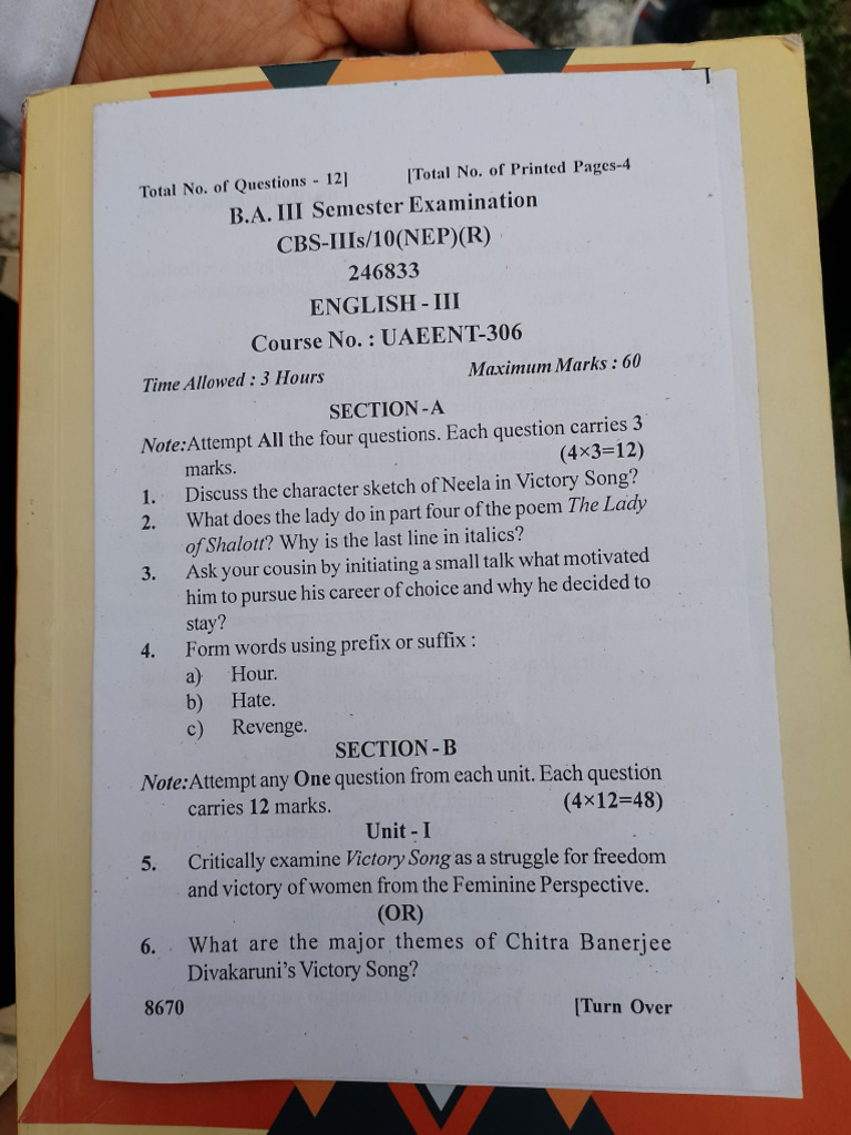 BSC Paper 3sem | PDF