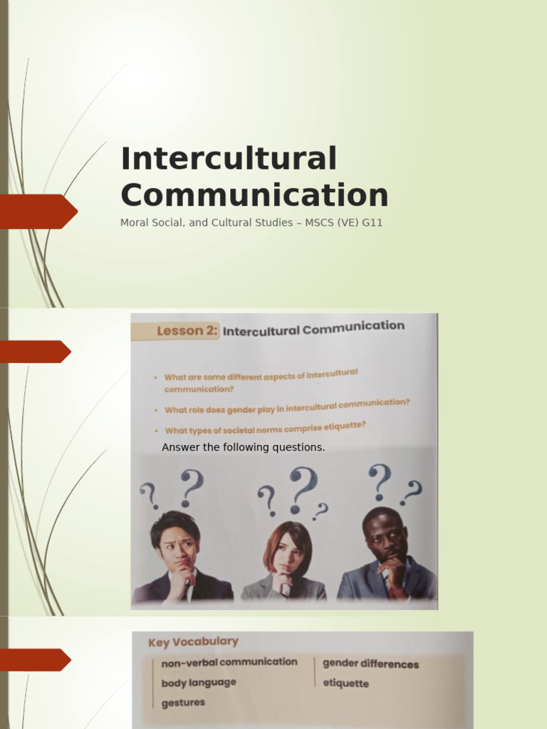 VE G11 Intercultural Communication MSCS New | PDF