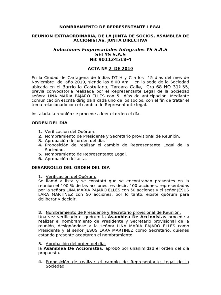 Nombramiento de Representante Legal | PDF | Gobierno