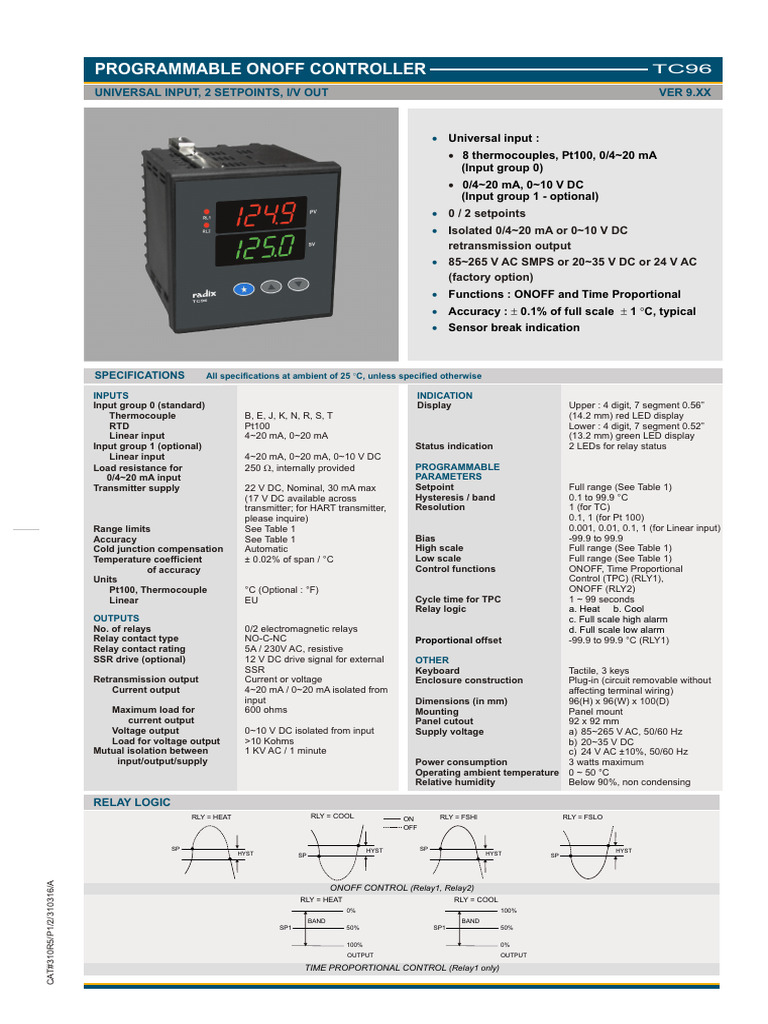 Tc96 Radix Programmable Temperature Controller | PDF