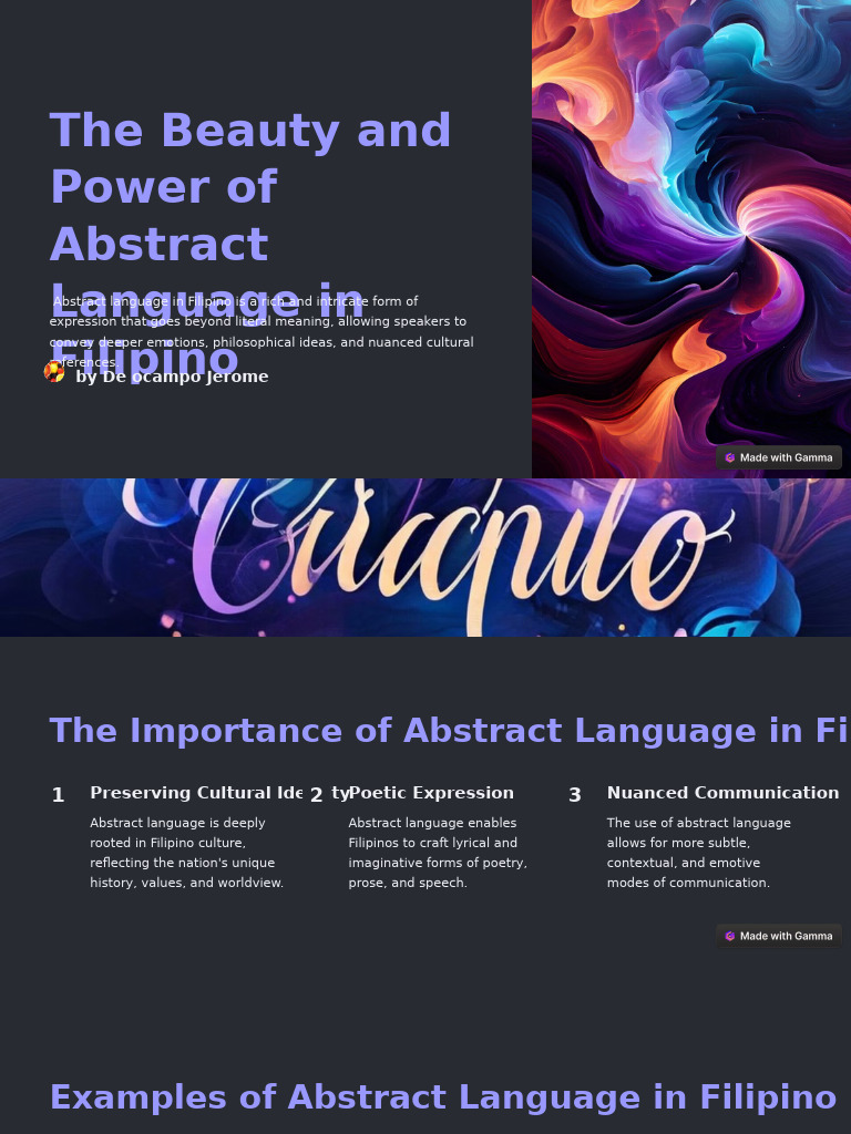The Beauty and Power of Abstract Language in Filipino | PDF