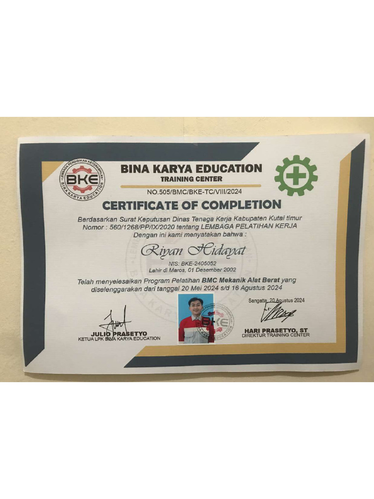 Sertifikat BMC | PDF