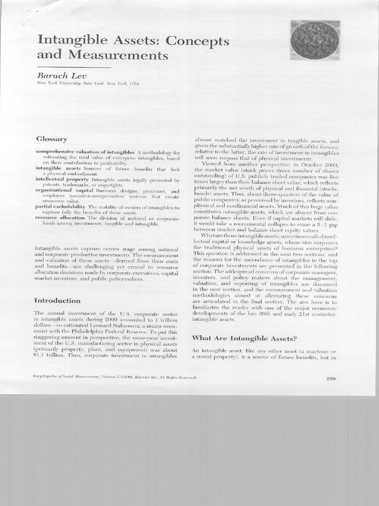 Intangible Assets Concepts and Measurements - Baruch Lev | PDF