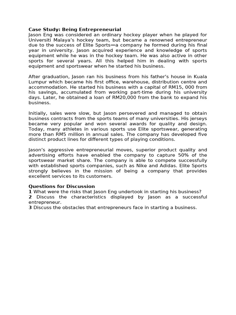 Entrepreneur Case Study | PDF