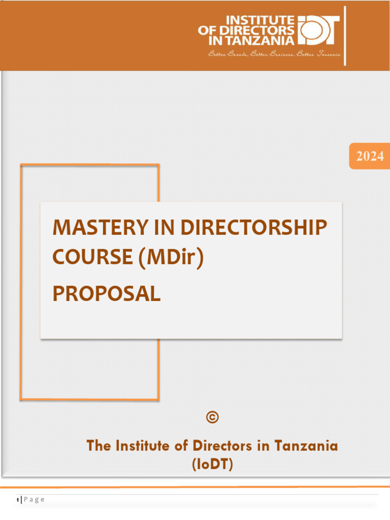 The IoDT Mastery in Directorship Proposal 2024 | PDF | Governance | Leadership