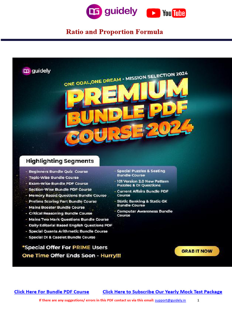 Ratio and Proportion Formula: Click Here For Bundle PDF Course Click ...