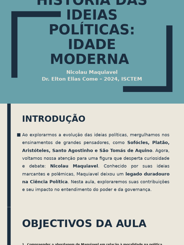 Nicolau Maquiavel - Aula ISCTEM | PDF