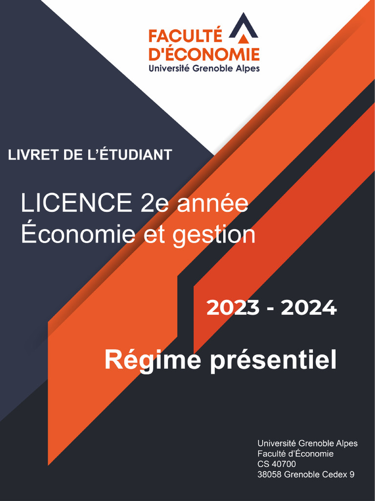Livret L2 ECONOMIE GESTION 2023-2024 V2 | PDF