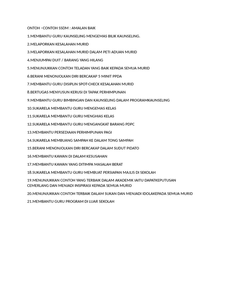 Contoh Amalan Baik | PDF