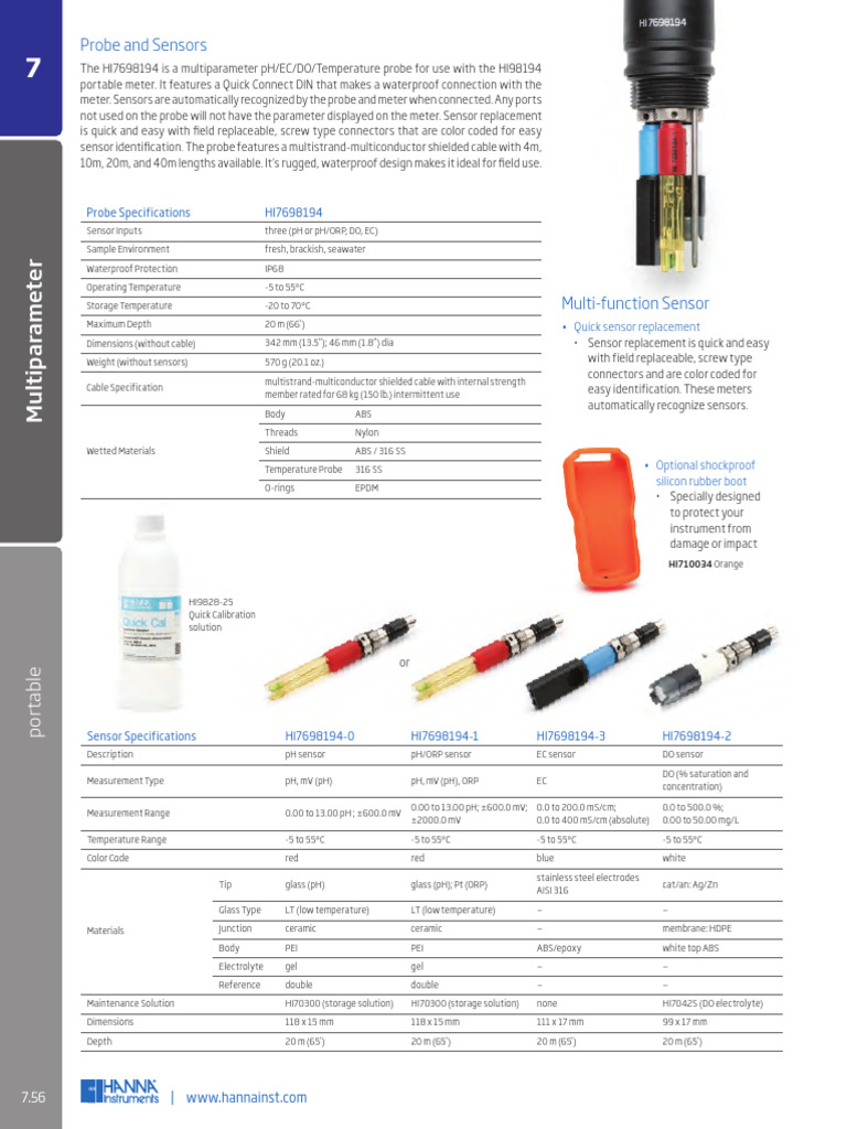 7.56 - HI98194 - Probe and Sensors | PDF