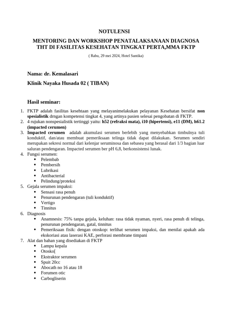 Notulensi DR Kemalasari | PDF