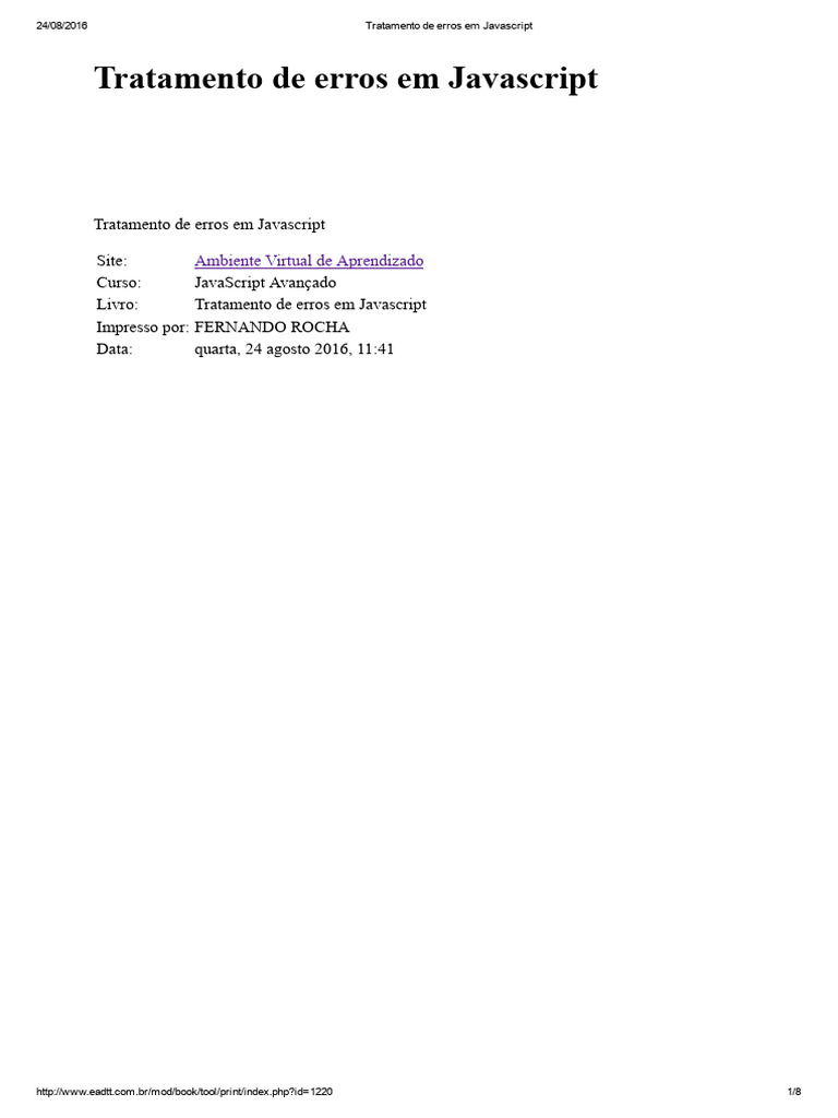 2_Tratamento de Erros Em Javascript | PDF 2_Tratamento de Erros Em Javascript | PDF